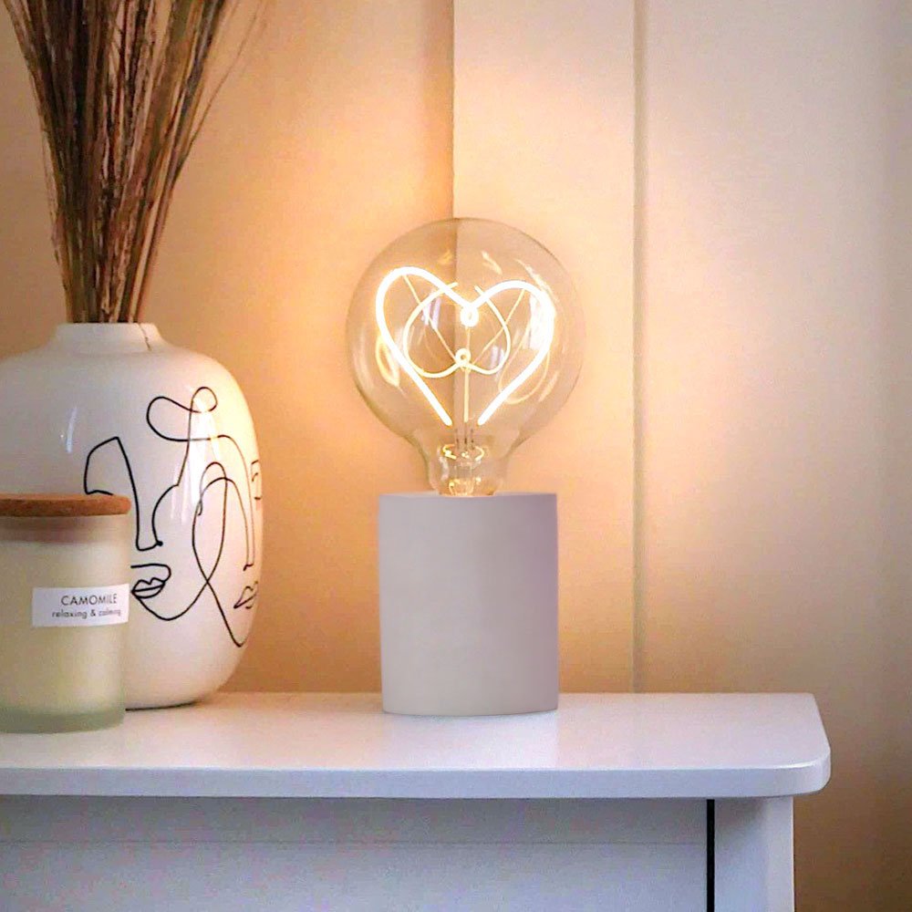 Heart LED Filament Light Bulb White or Grey Table Lamp by Steepletone ...